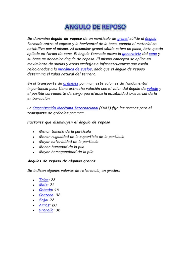 Angulo de Reposo | PDF