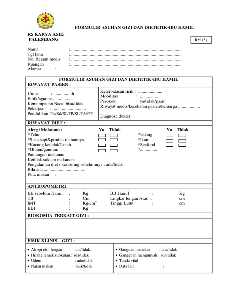 Form Asuhan Gizi Bumil | PDF