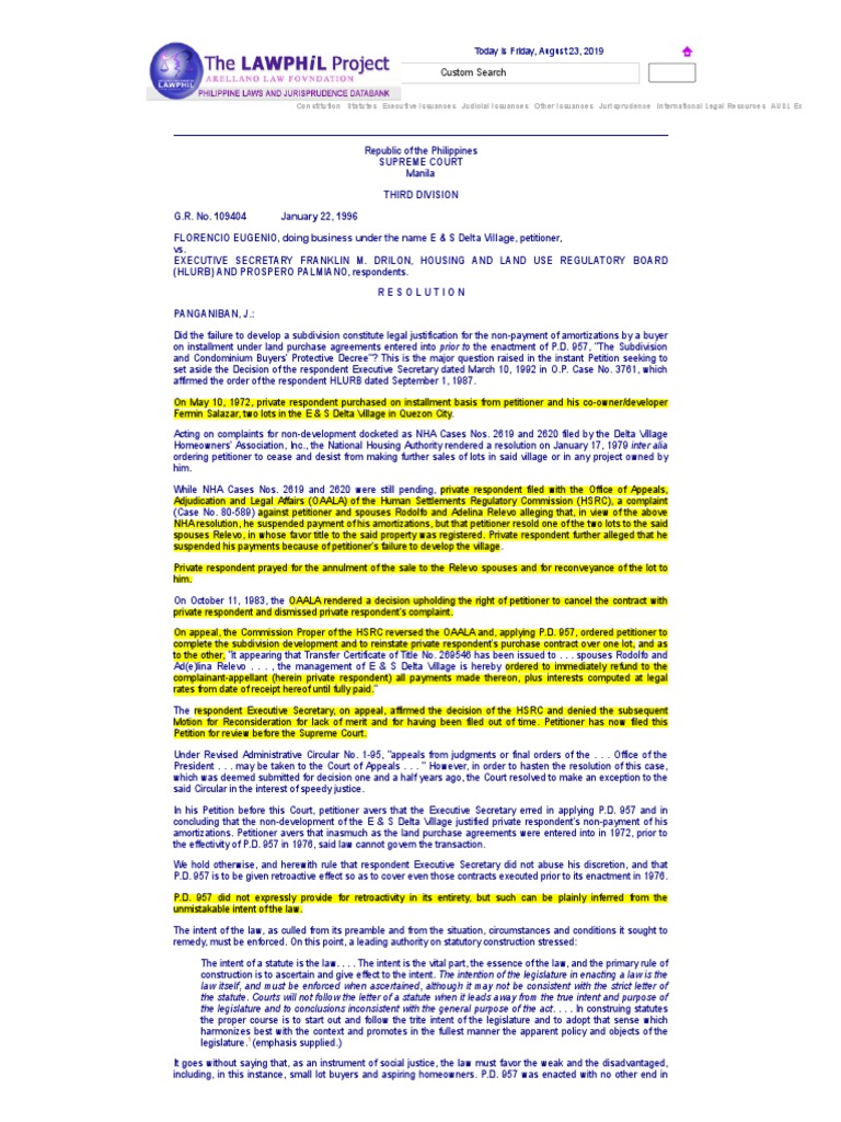 Supreme Court Ruling on Subdivision Development | PDF | Judgment (Law) | Complaint