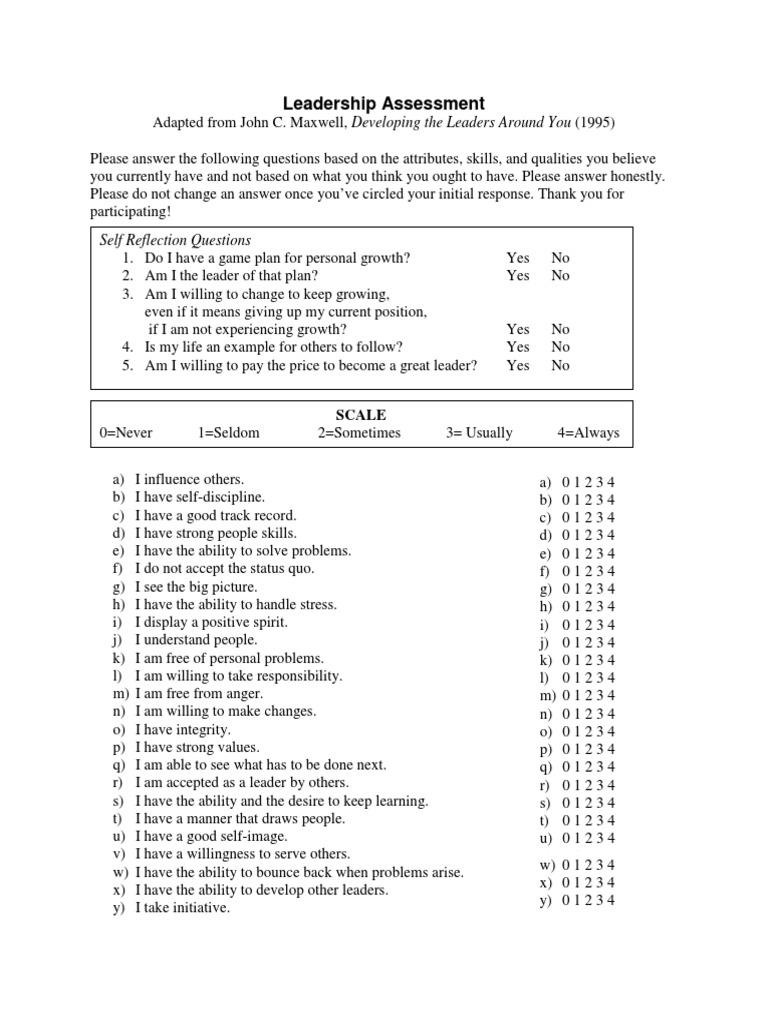 Leadership Assessment | Download Free PDF | Mentorship | Leadership