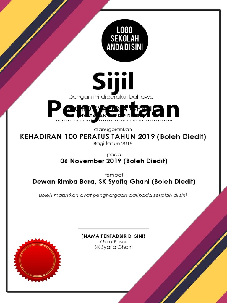 Template Sijil 1 | PDF
