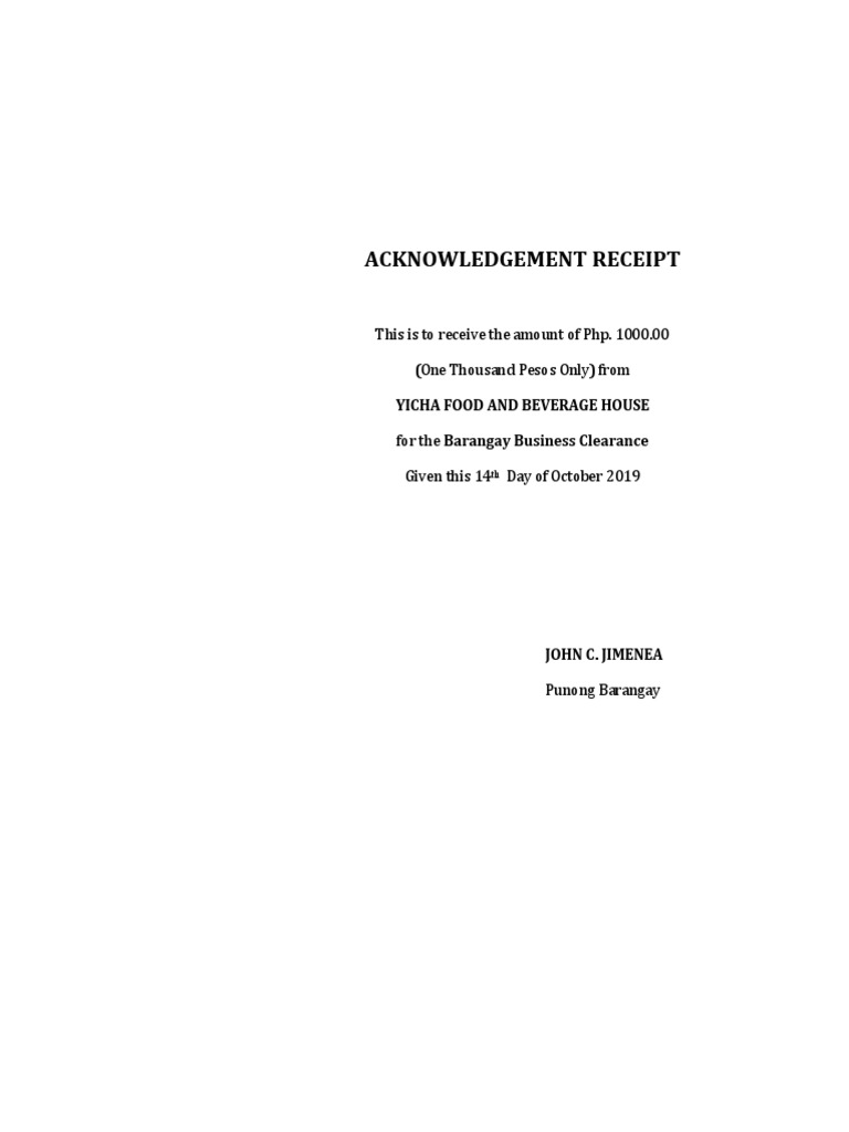 Acknowledgement Receipt | PDF