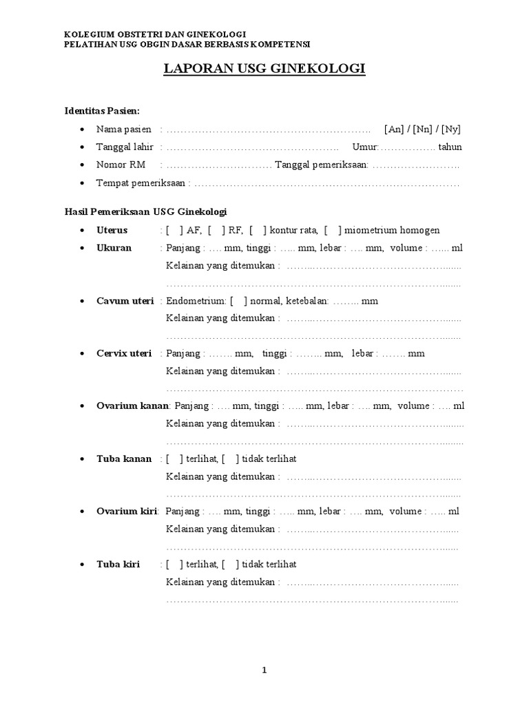 9b. Laporan USG Ginekologi | PDF