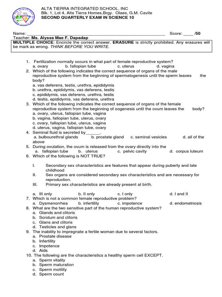 Science 10 Quarterly Exam Review | PDF | Nucleic Acid Sequence ...