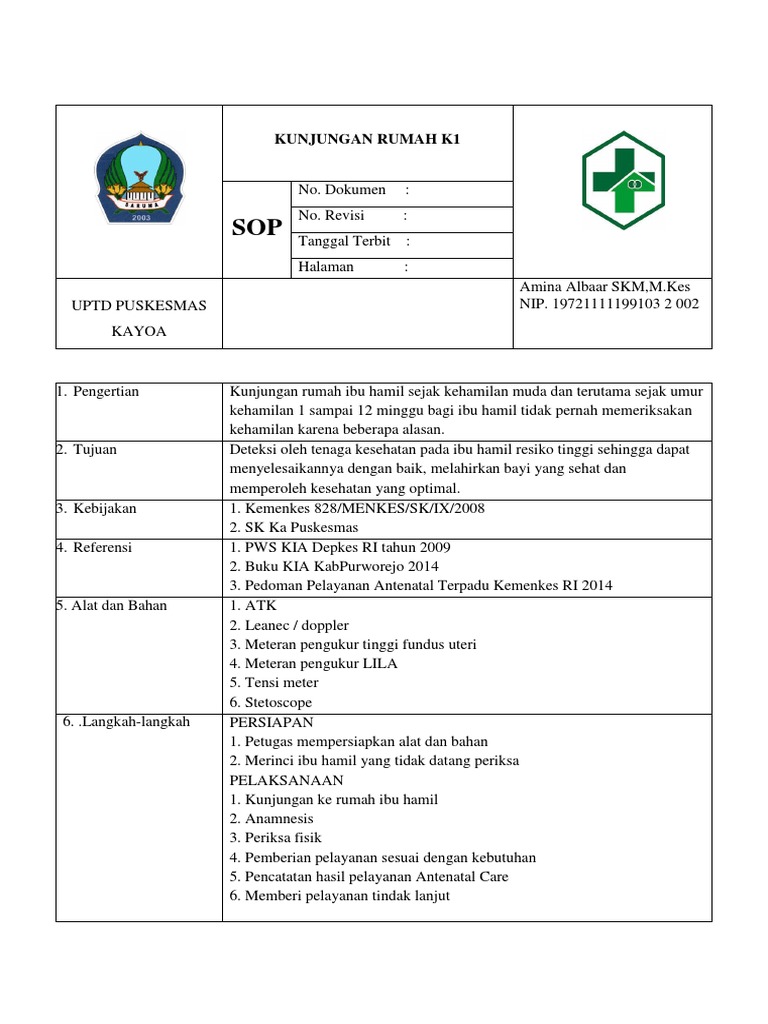 Sop Kunjungan Rumah k1 | PDF