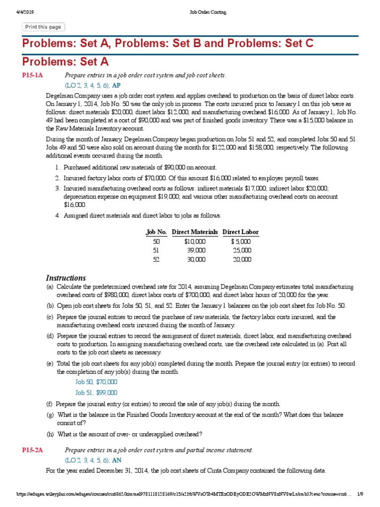 Job Order Costing | PDF | Cost | Business
