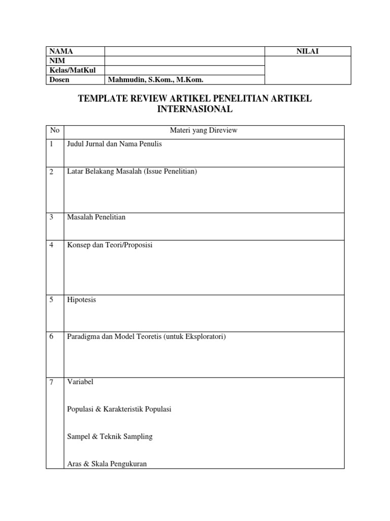 Template Review Artikel Internasional | PDF