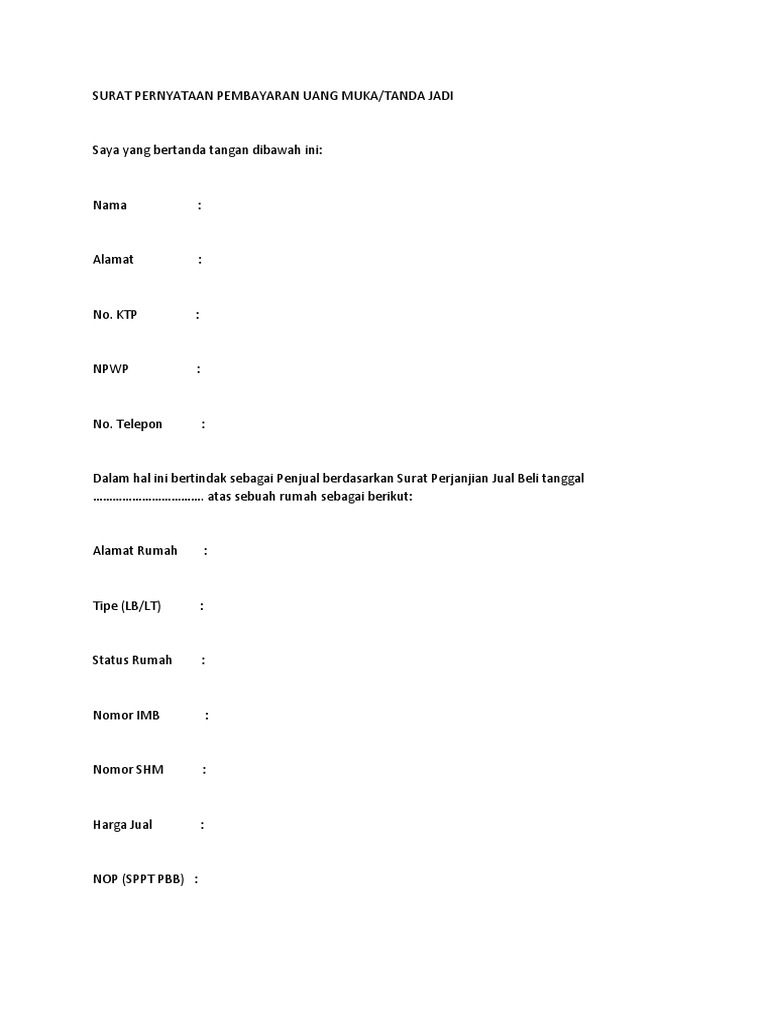 Surat Tanda Jadi | PDF