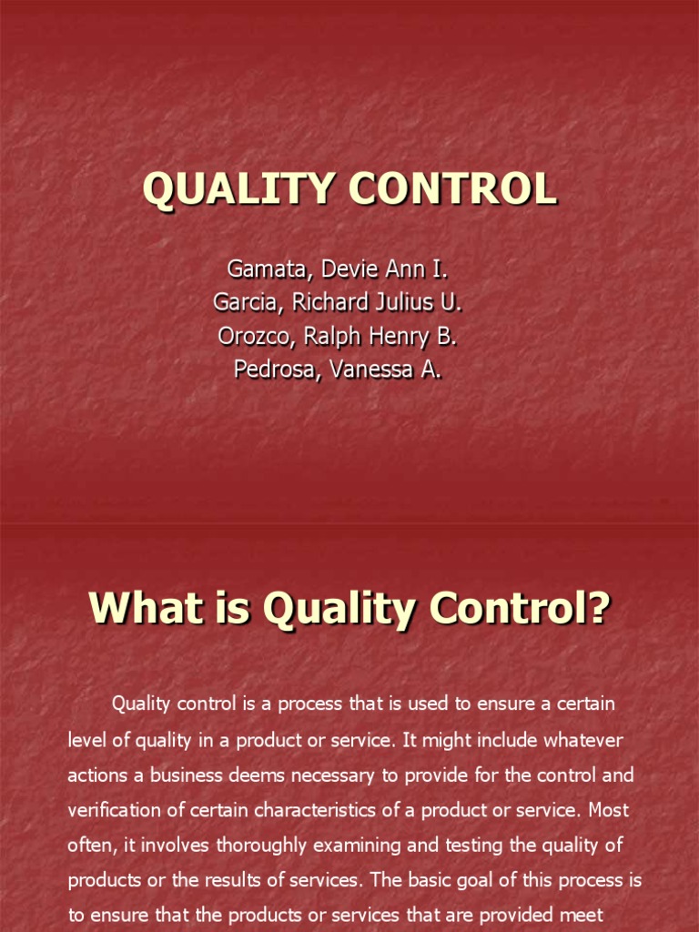 Quality Control | PDF | Business Process | Quality Assurance