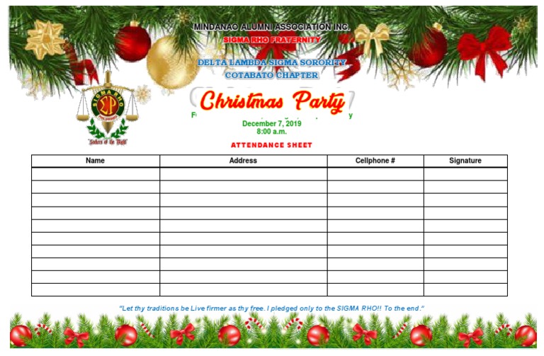 Christmas Party Attendance Sheet | PDF
