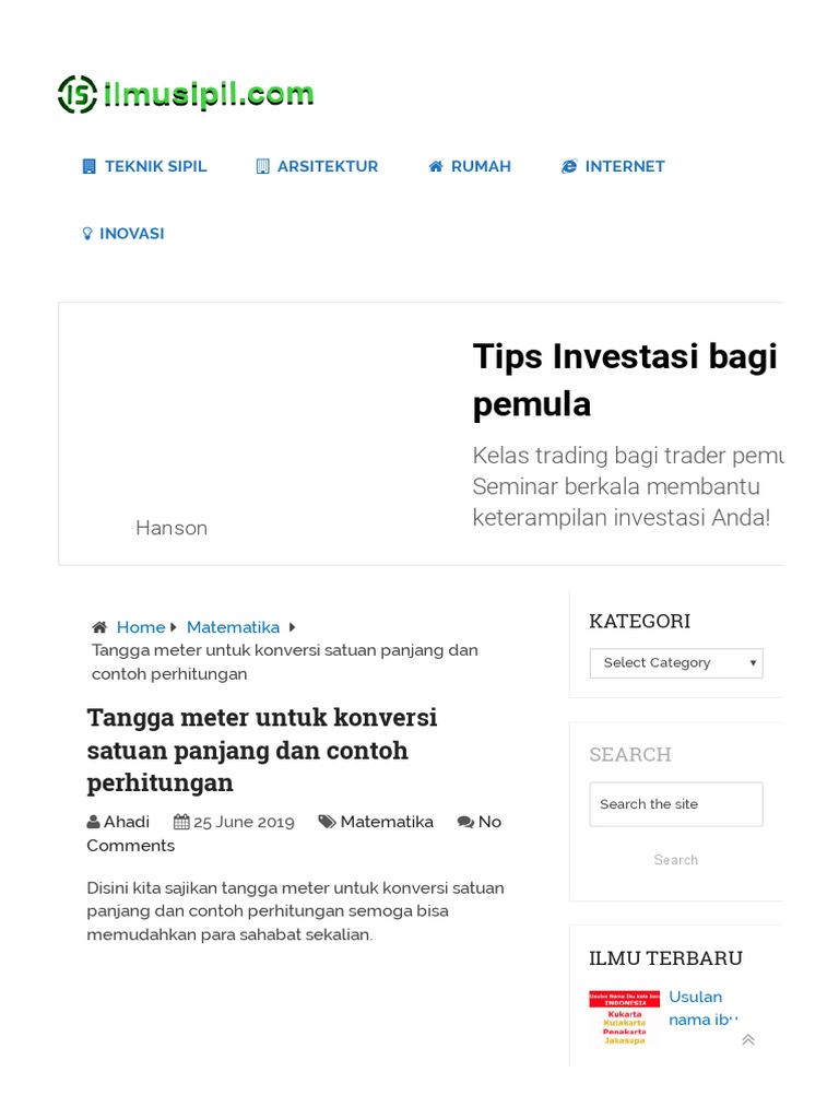 Tangga Meter Untuk Konversi Satuan Panjang Dan Contoh Perhitungan | PDF