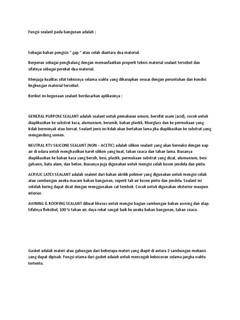 Fungsi Sealant | PDF