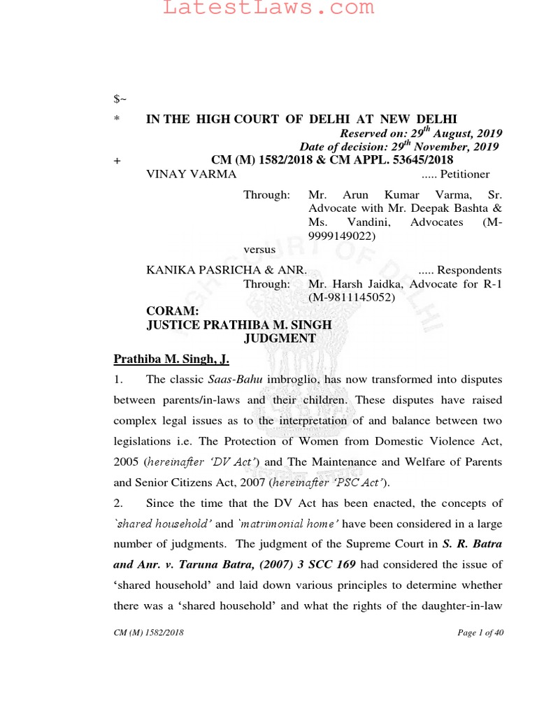 Vinay Varma vs. Kanika Pasricha Case | PDF | Lawsuit | Judgment (Law)