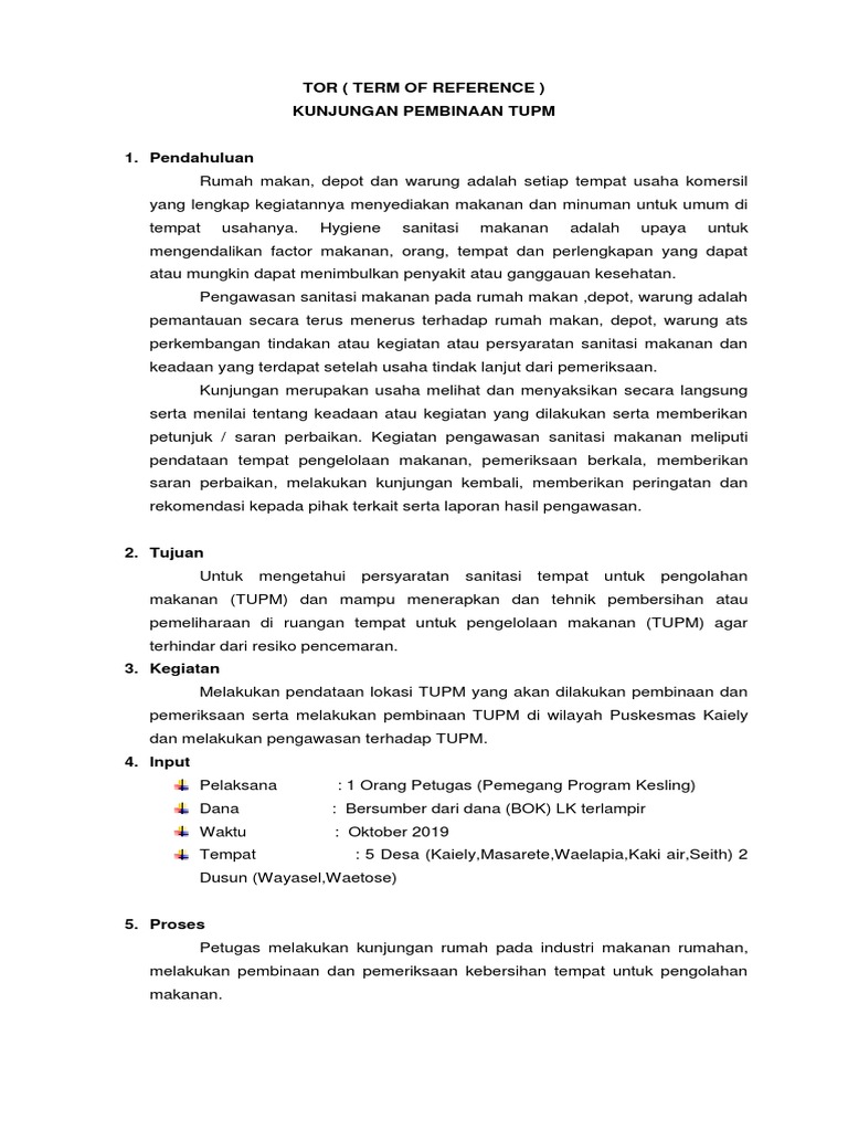 Kunjungan Pembinaan Sanitasi TUPM | PDF