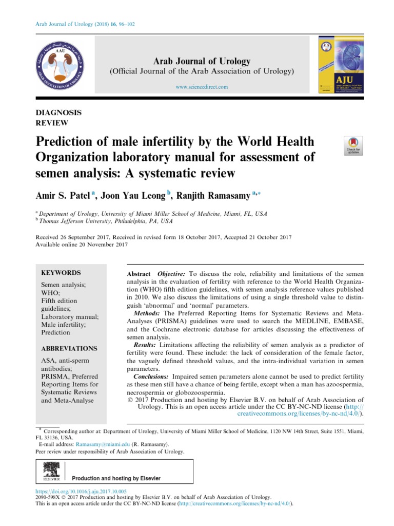 Prediction of Male Infertility by The World Health | PDF | Infertility ...