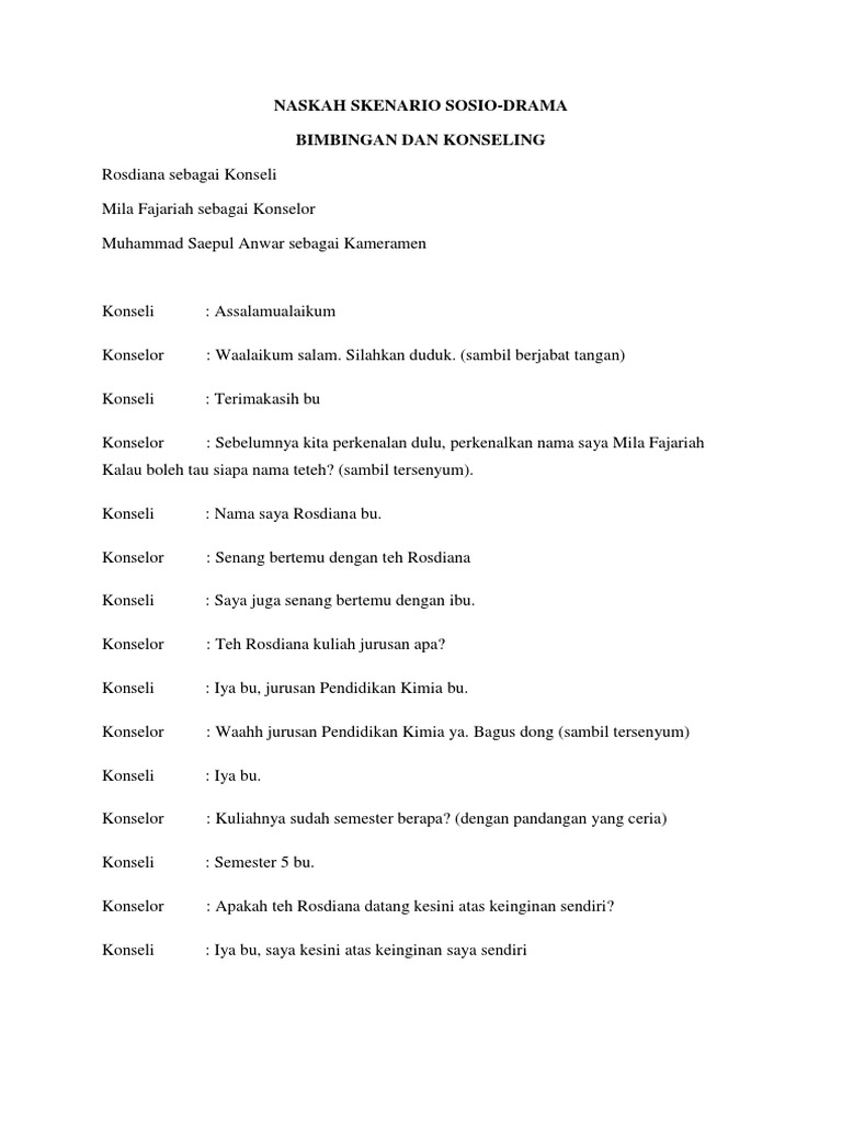 Naskah Skenario Bimbingan Dan Konseling | PDF
