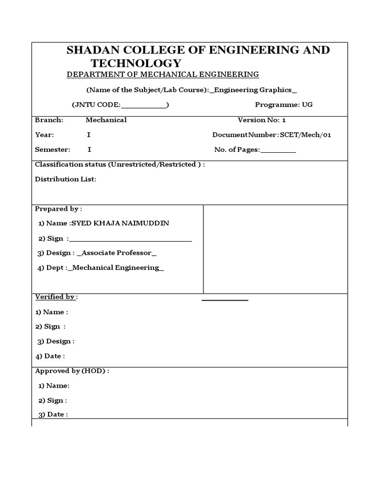 Engineering Graphics Course File | PDF