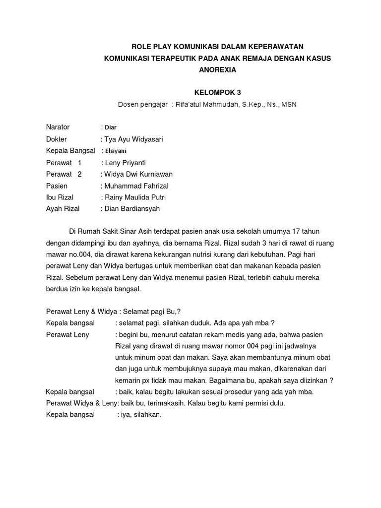 Role Play Komunikasi Dalam Keperawatan (Kel 3) Fixxx | PDF | Kesehatan Holistik