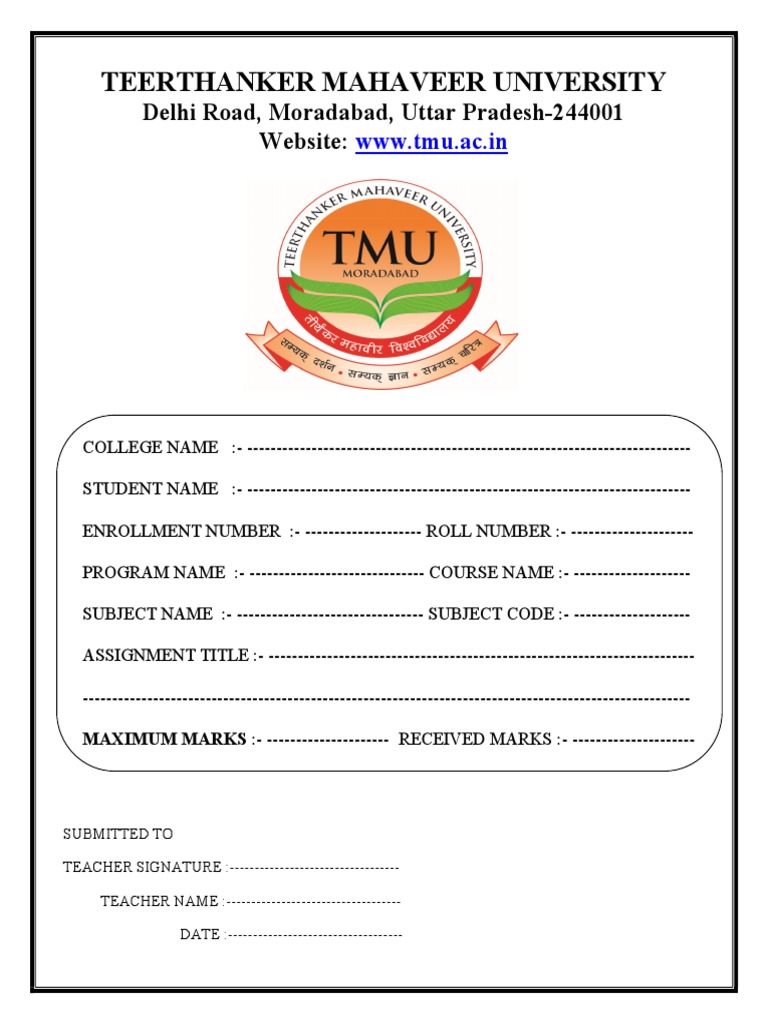 TMU Assignment Cover Page Template | PDF | Technology & Engineering