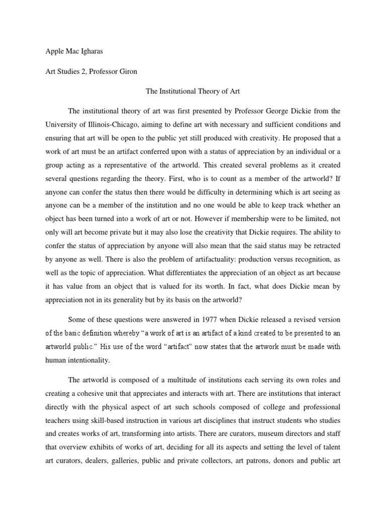 Understanding Institutional Art Theory | PDF | Learning | Epistemology