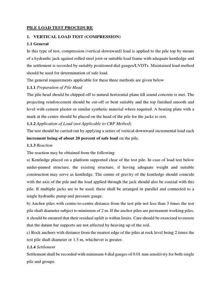 Pile Load Test Procedure | Download Free PDF | Deep Foundation | Data