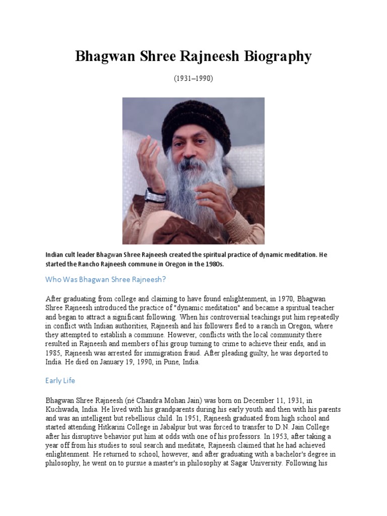 Bhagwan Shree Rajneesh Biography | PDF | Rajneesh | Violence