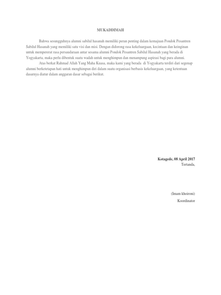 Contoh ADART Organisasi | PDF