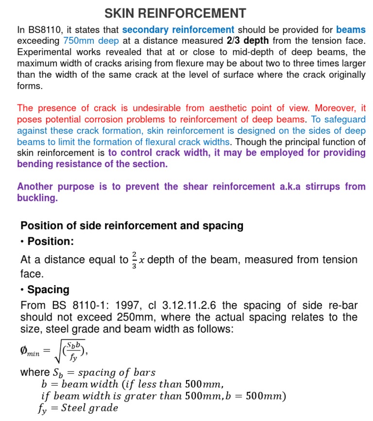 Skin Reinforcement for Deep Beams | PDF
