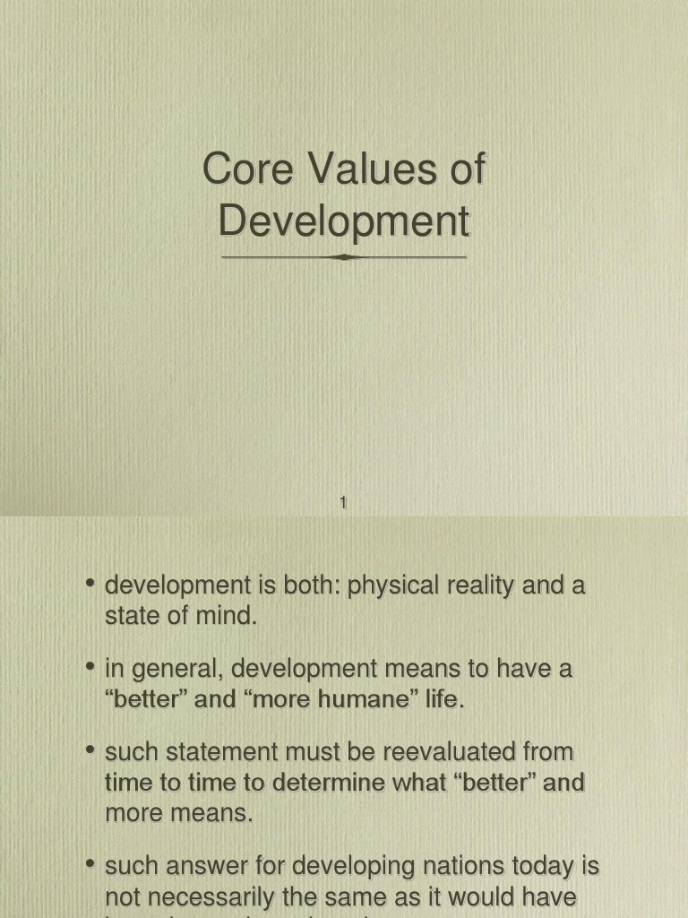 Core Values of Development | PDF | Value (Ethics) | Economies