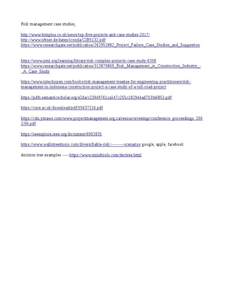 Risk Management Case Studies | PDF