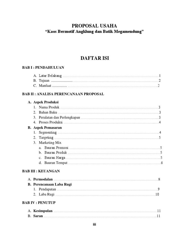 Proposal Usaha Pkwu | PDF