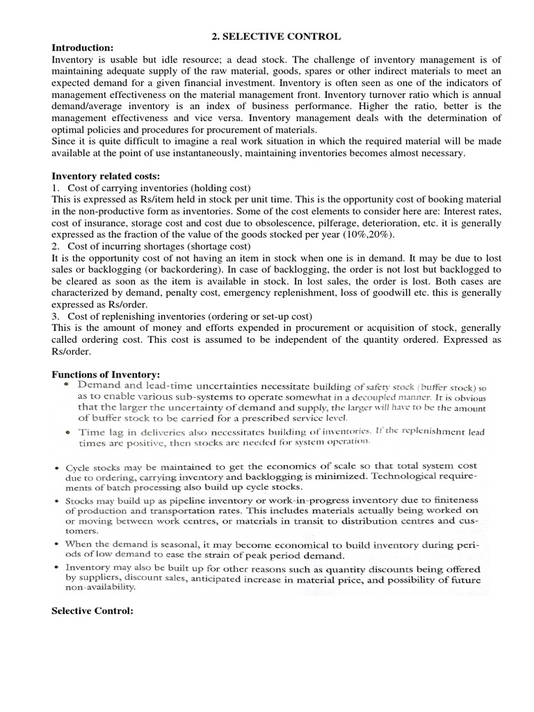 An Introduction to Selective Inventory Control Methods for Construction Projects | PDF ...