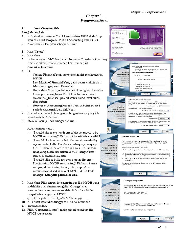 Panduan Pengesetan Awal MYOB | PDF | Bisnis