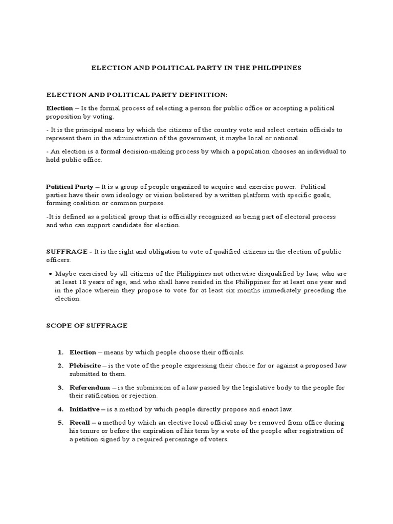 Philippine Politics and Governance | PDF | Voting | Elections