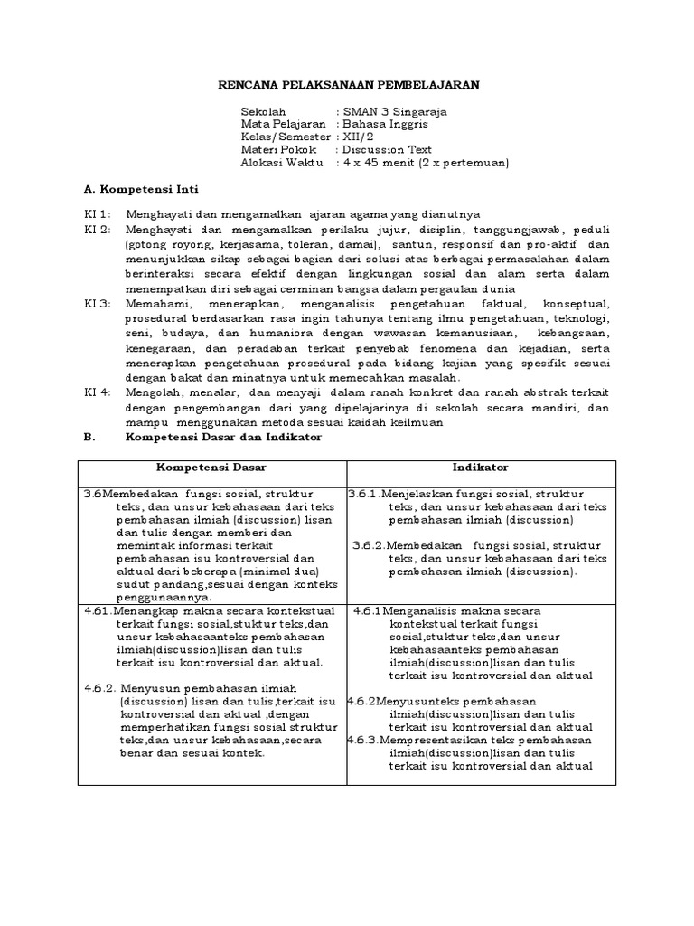 Contoh RPP Stem B. Ing | PDF