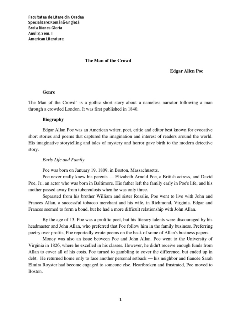 The Man of The Crowd | PDF | Edgar Allan Poe