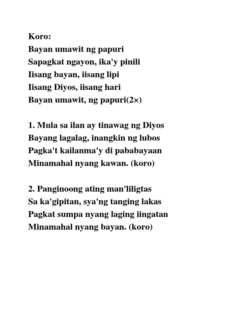 Bayan Umawit Lyrics PDF | PDF