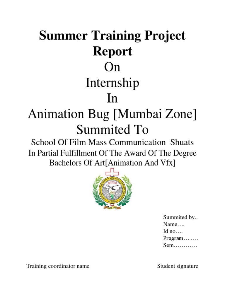 Summer Training Project Report | PDF | Film Industry | Animation
