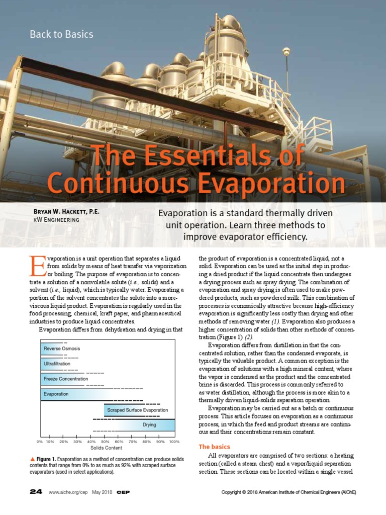 The Essentials of Continuous Evaporation | PDF | Evaporation | Steam