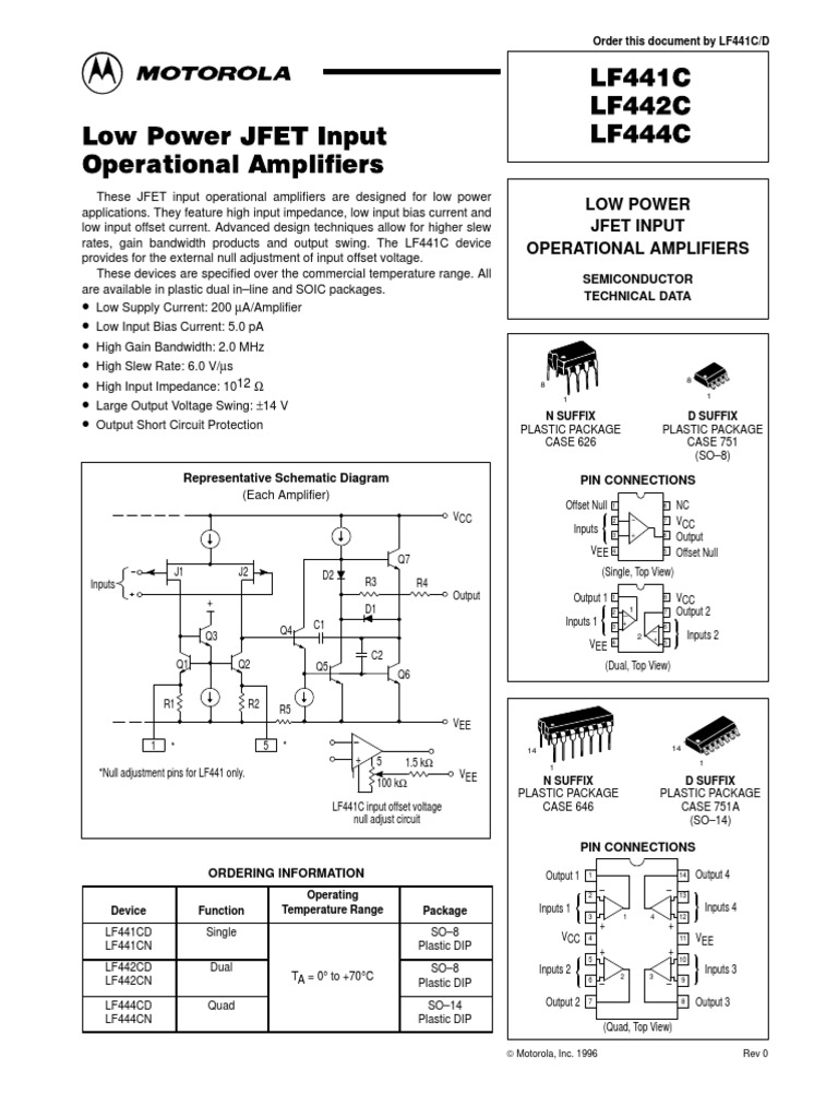 LF441CN | Download Free PDF | Amplifier | Operational Amplifier