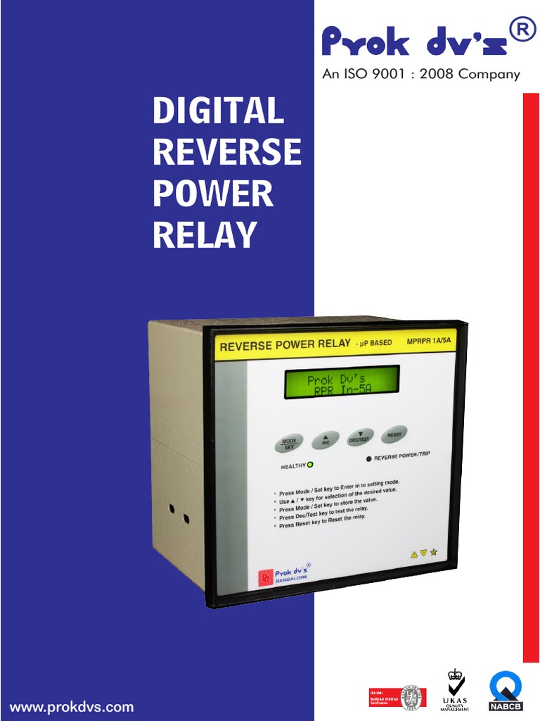 Reverse Power Relay | PDF | Relay | Electric Generator