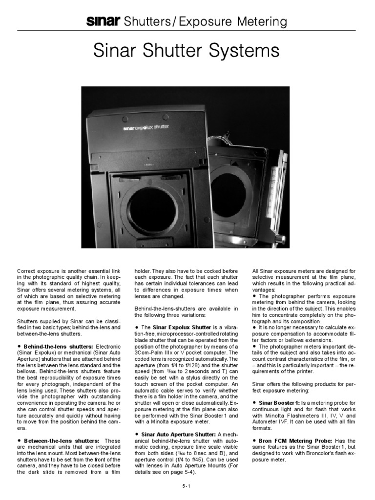 Sinar Shutter Systems | PDF | Exposure (Photography) | Shutter ...