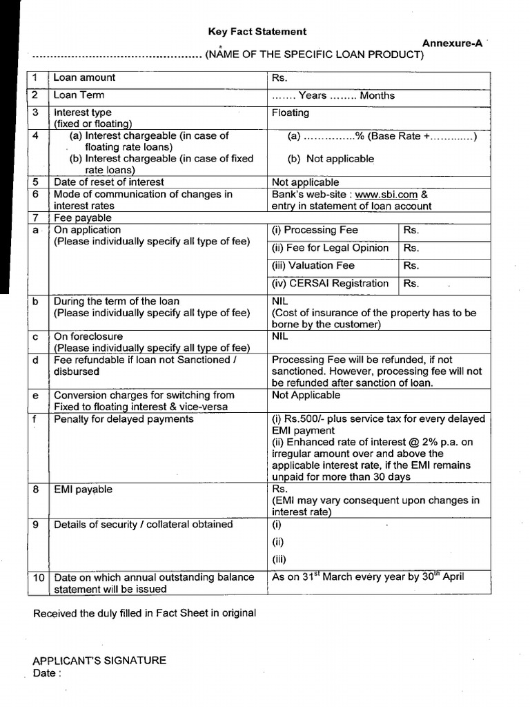 Key Fact Statement | PDF