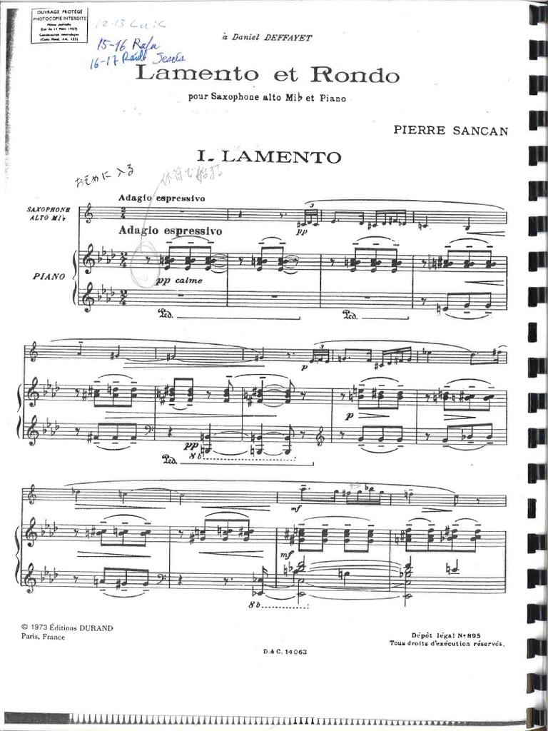 P. Sancan-Lamento Et Rondo (Piano) | PDF