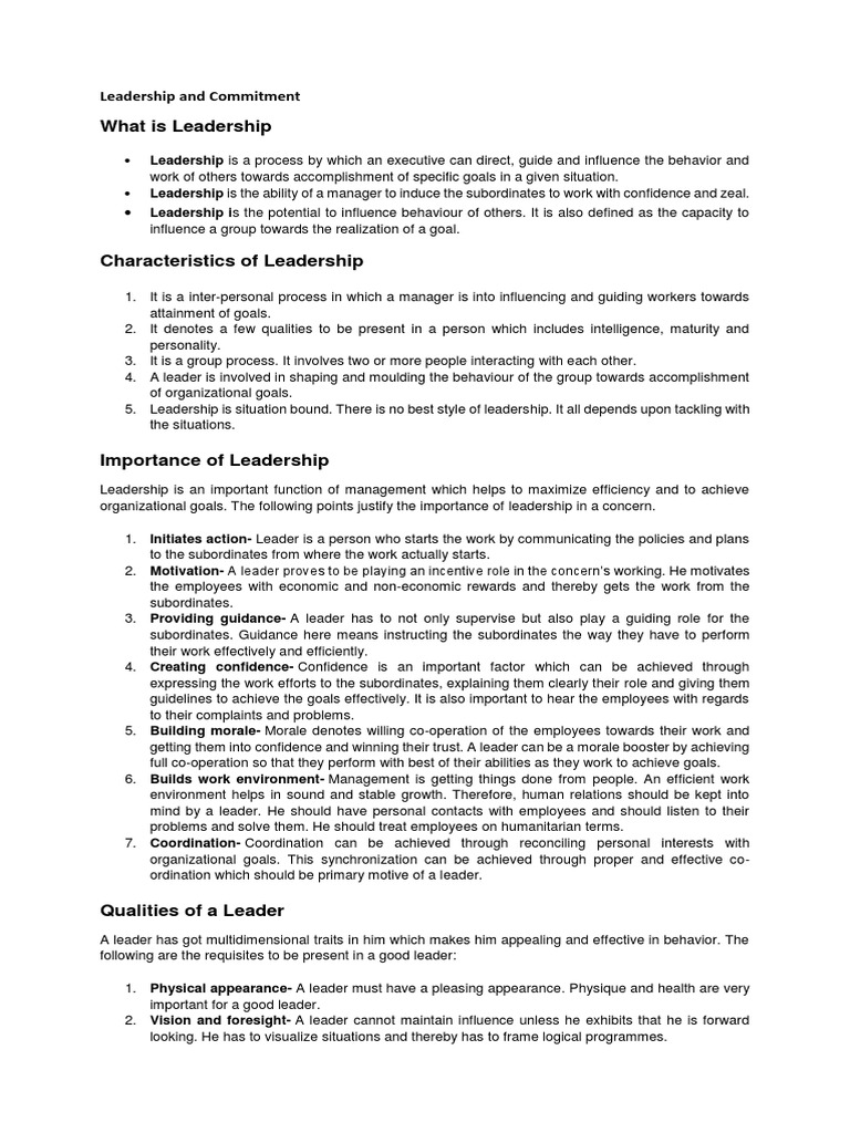 Leadership and Commitment | PDF | Power (Social And Political) | Leadership
