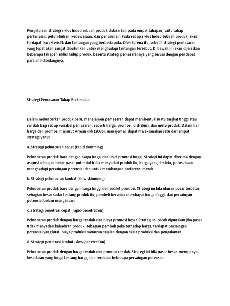 Strategi Pemasaran PLC | PDF