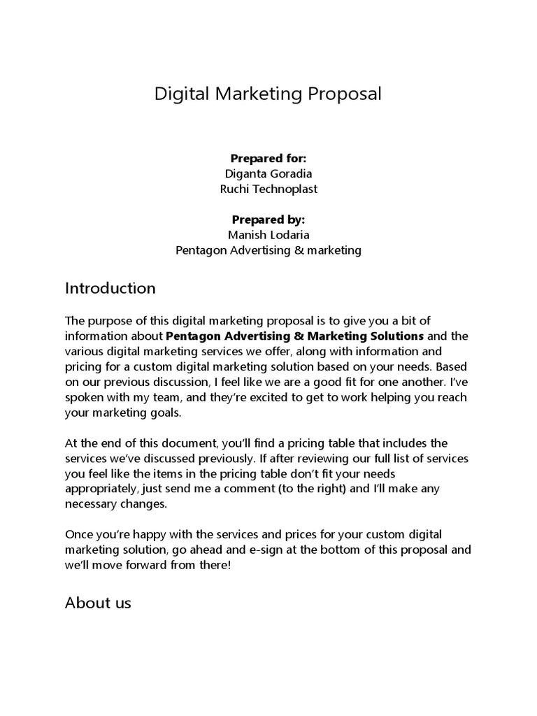 Digital Proposal Template | Download Free PDF | Digital Marketing ...