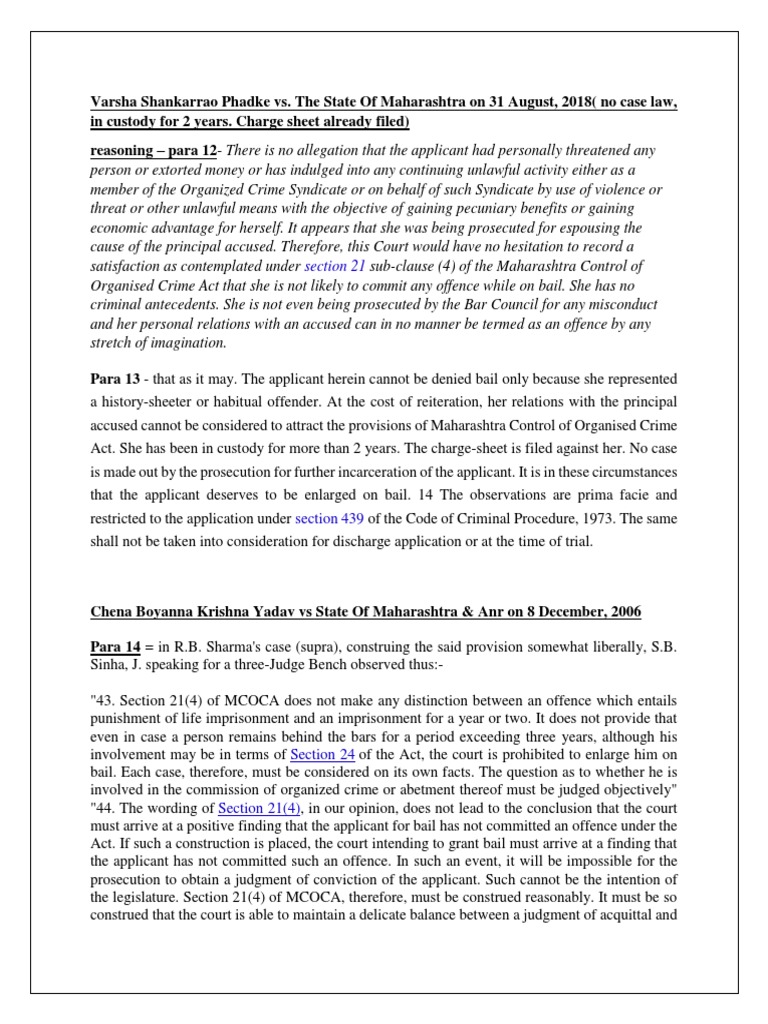 MCOCA | PDF | Bail | Crime & Violence