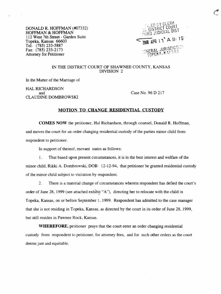 2000 April 17 - Motion To Change Custody To Richardson From Dombrowski ...