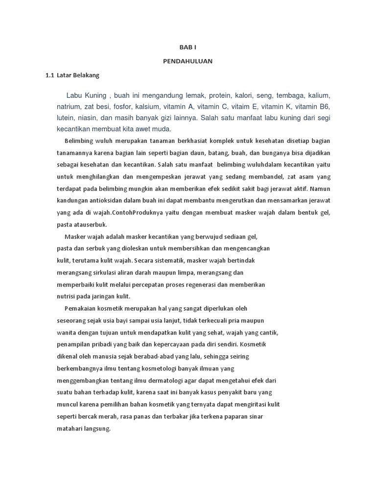Masker Kecantikan Labu Kuning & Belimbing Wuluh | PDF
